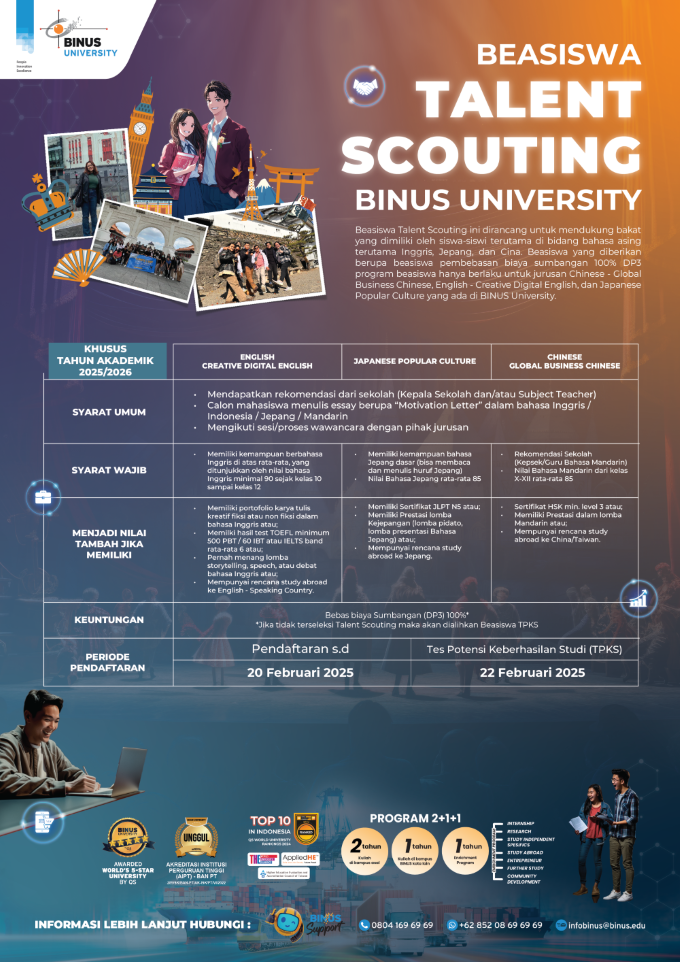 Talent Scouting Scholarship – Gabung Binus