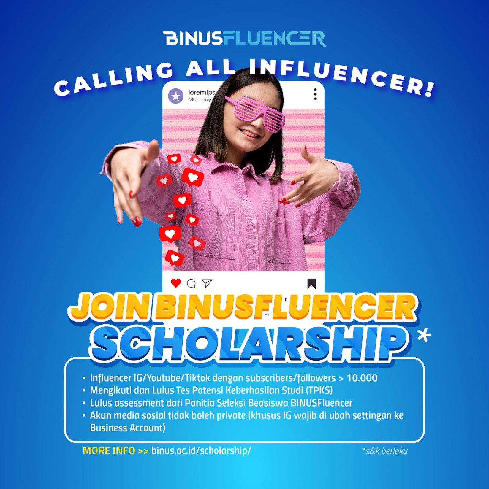 BINUS INFLUENCER SCHOLARSHIP – Gabung Binus